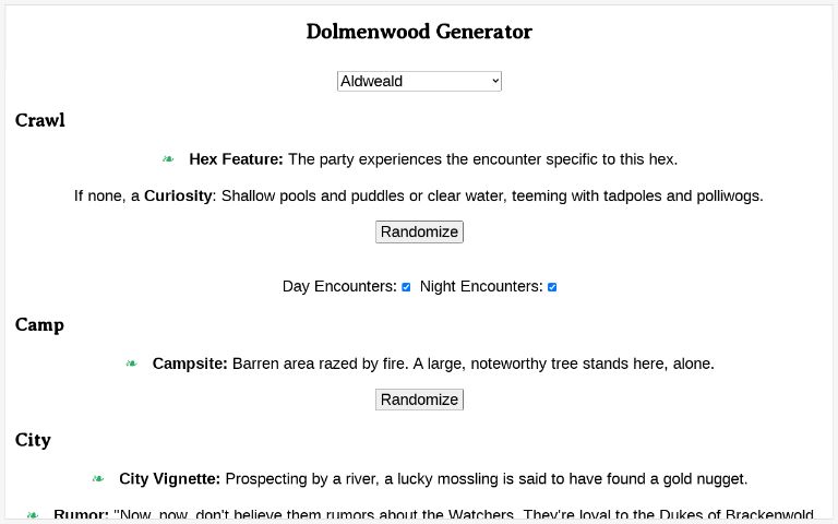 Dolmenwood Generator