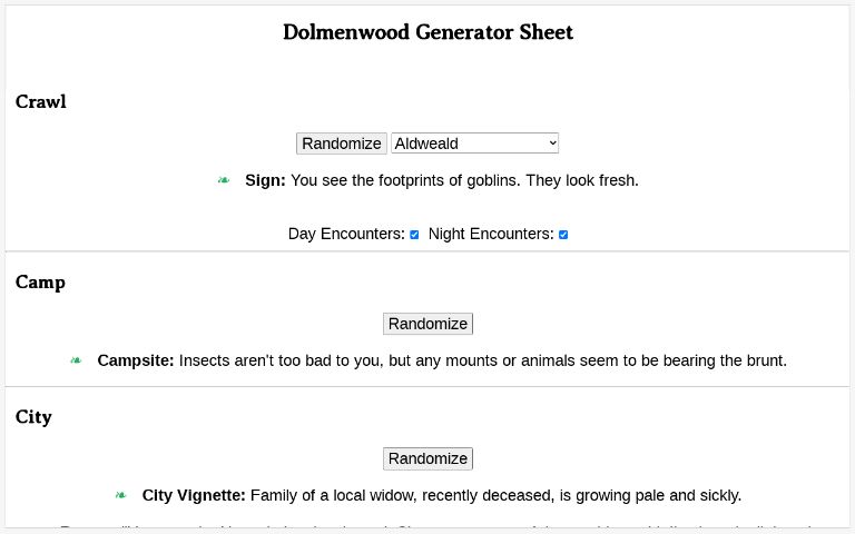 Dolmenwood Generator Sheet