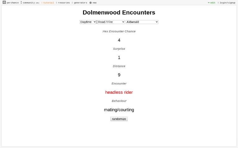 Dolmenwood Encounters ― Perchance Generator