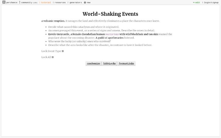 World-Shaking Events ― Perchance Generator
