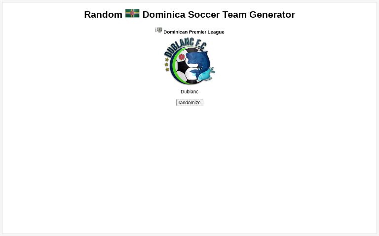 Random Dominica Soccer Team Generator