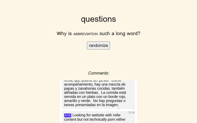 questions ― Perchance Generator