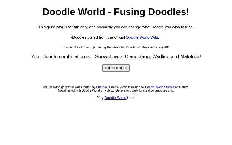 Doodle World - Fusing Doodles! ― Perchance Generator