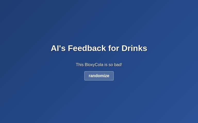 AI's Feedback for Drinks ― Perchance Generator
