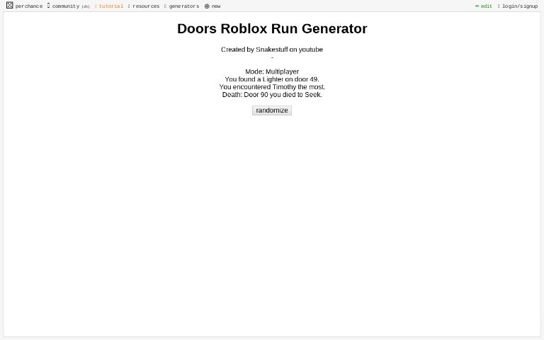 Doors Roblox Run Generator