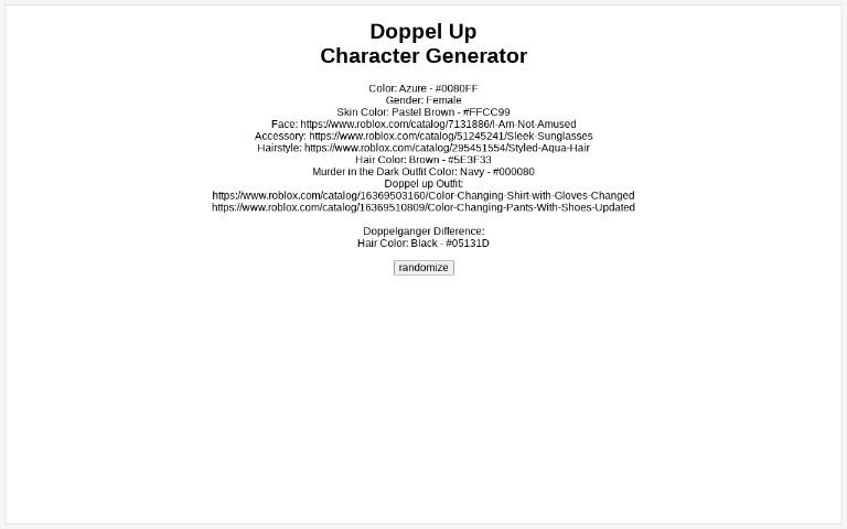 Doppel UpCharacter Generator