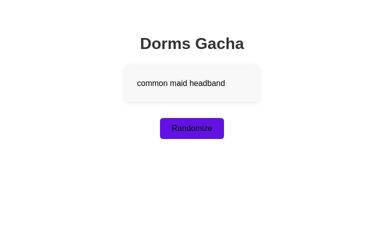 Dorms Gacha ― Perchance Generator