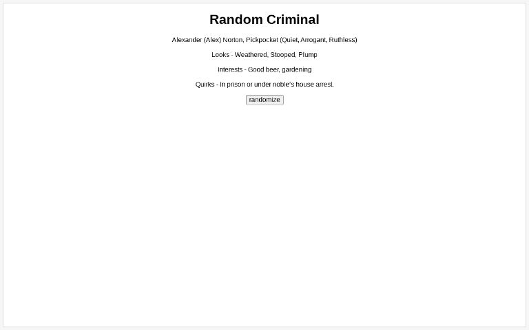 Random Criminal ― Perchance Generator
