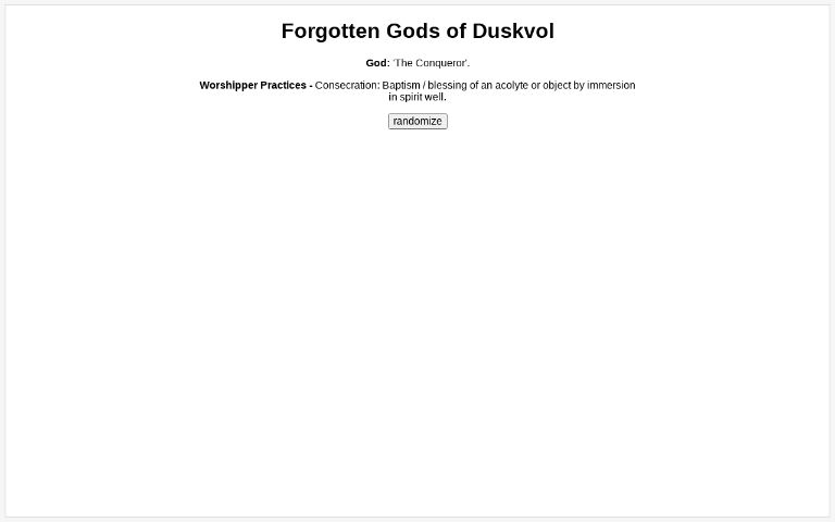 Forgotten Gods of Duskvol ― Perchance Generator