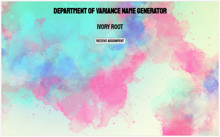 Department of Variance Name Generator