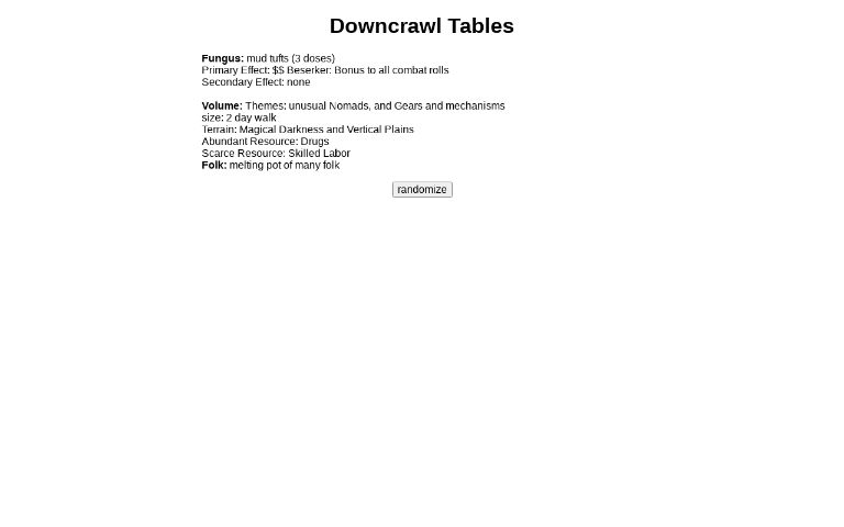 Downcrawl Tables ― Perchance Generator