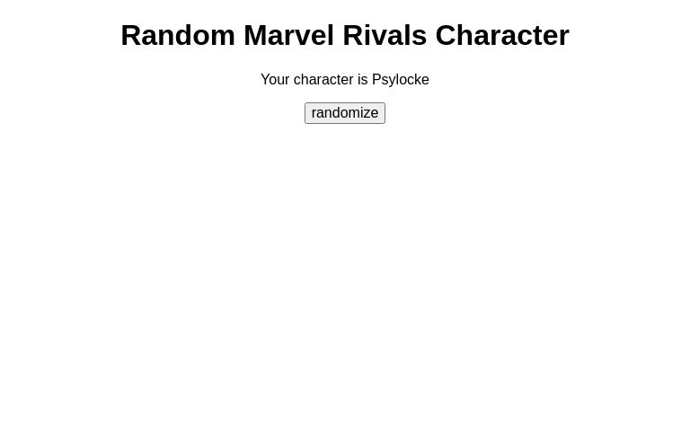 Random Marvel Rivals Character ― Perchance Generator