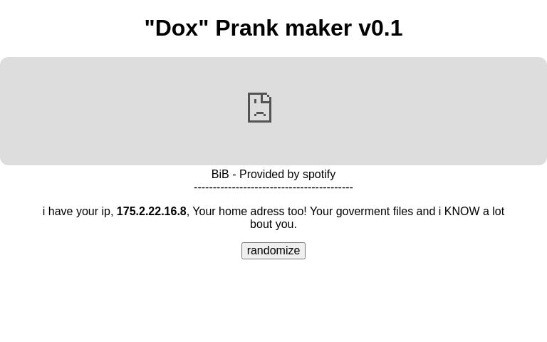 "Dox" Prank maker v0.1 ― Perchance Generator