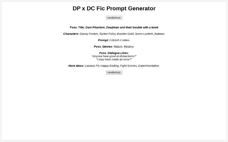 DP x DC Fic Prompt Generator