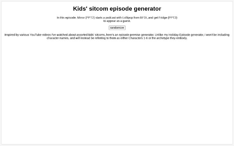 Kids' sitcom episode generator