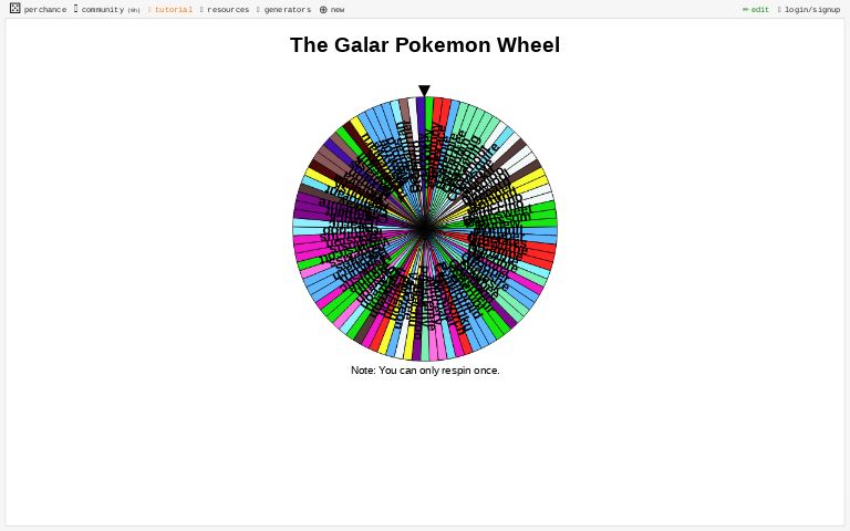 The Galar Pokemon Wheel ― Perchance Generator