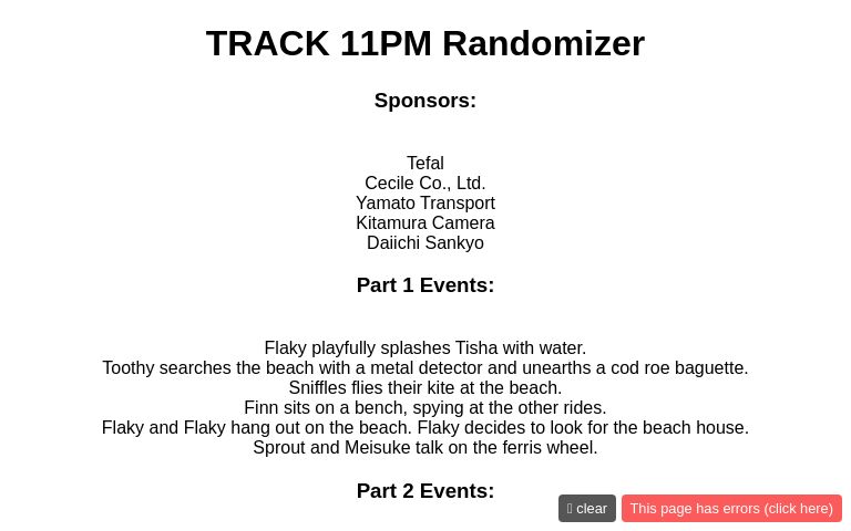 TRACK 11PM Randomizer ― Perchance Generator