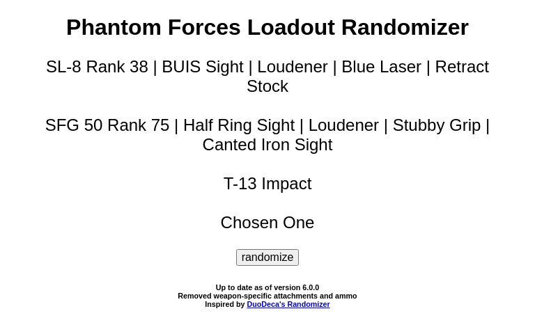 Phantom Forces Loadout Randomizer ― Perchance Generator