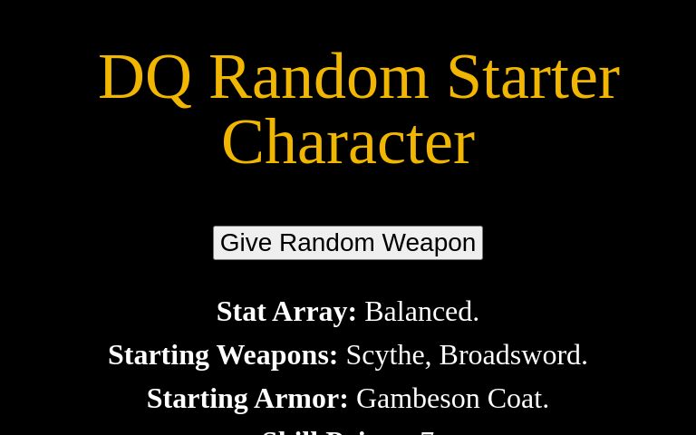 DQ Random Starter Character ― Perchance Generator