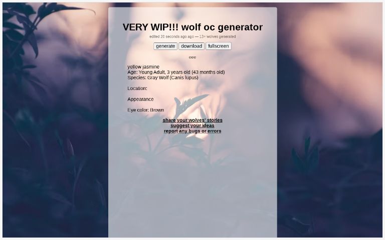 VERY WIP!!! wolf oc generator