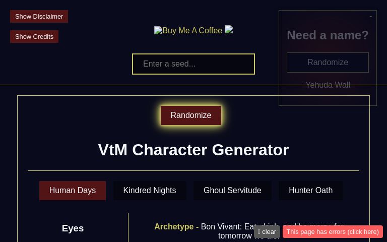 VtM Character Generator