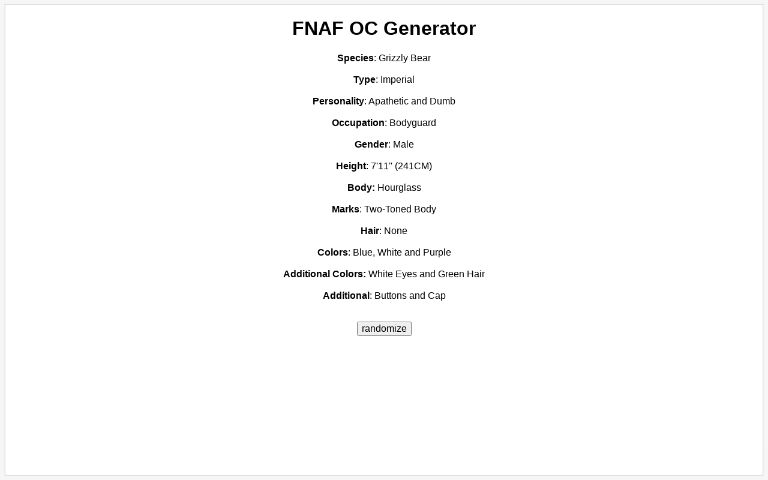 FNAF OC Generator