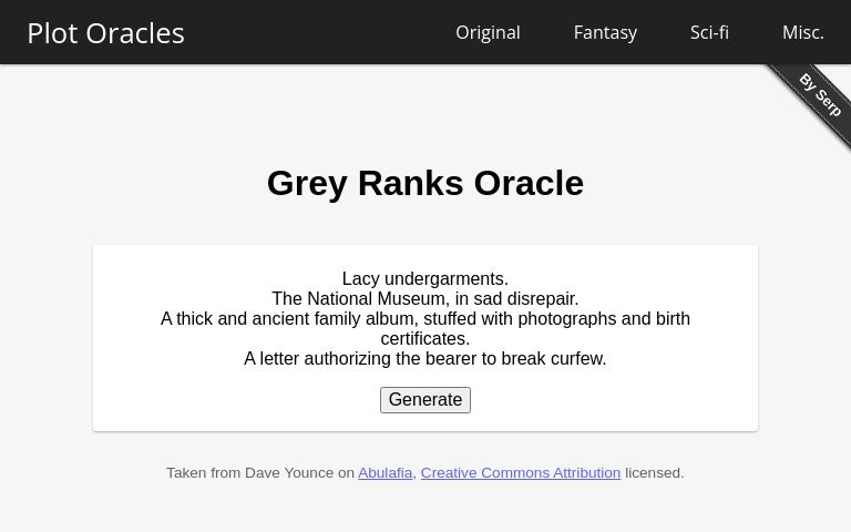 Grey Ranks Oracle ― Perchance Generator