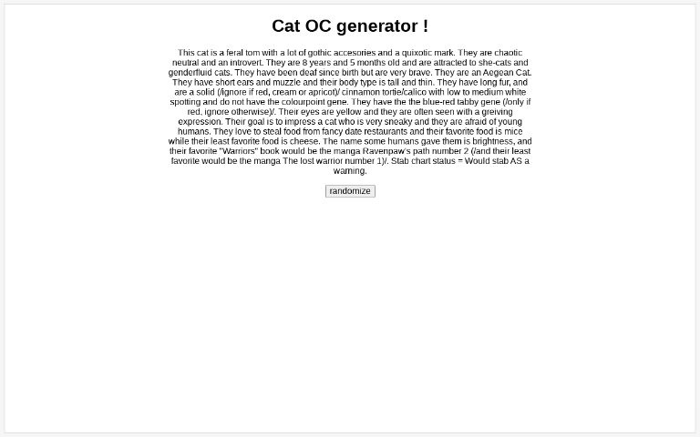 Cat OC generator