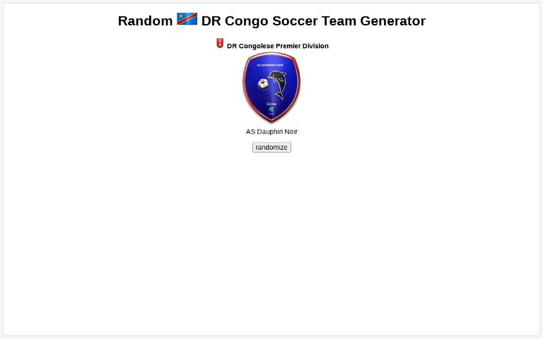 Random DR Congo Soccer Team Generator