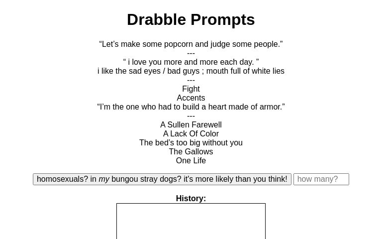 Drabble Prompts ― Perchance Generator