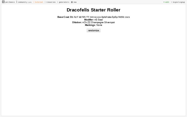 Dracofelis Starter Roller ― Perchance Generator