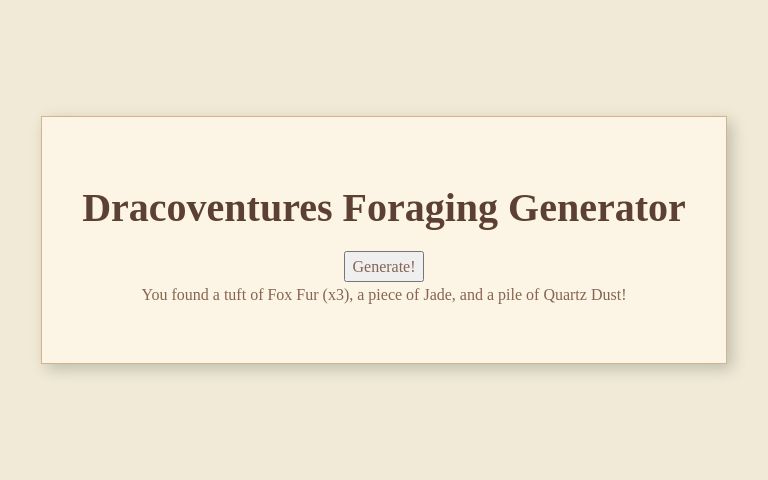 Dracoventures Foraging Generator
