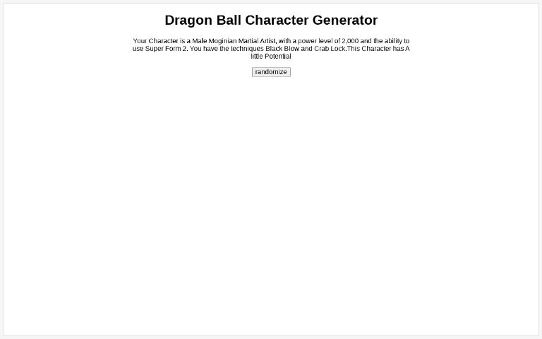 Dragon Ball Character Generator