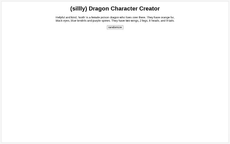 (sillly) Dragon Character Creator ― Perchance Generator
