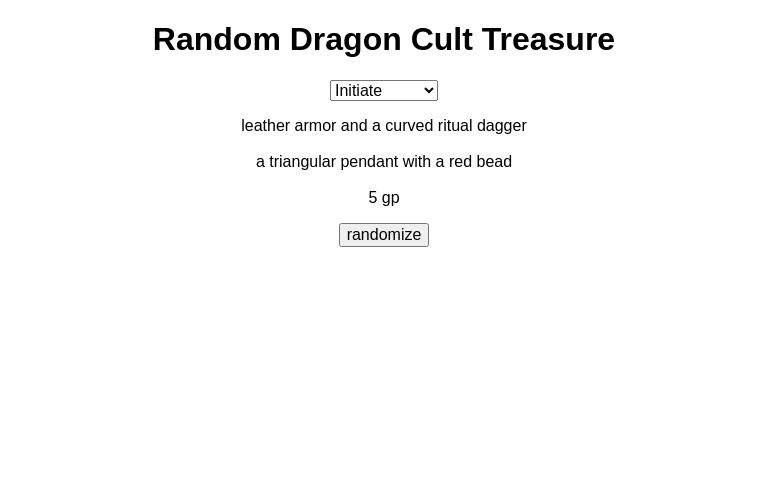 Random Dragon Cult Treasure ― Perchance Generator