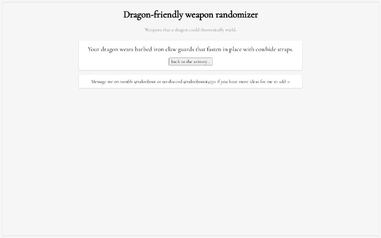 Dragon-friendly weapon randomizer ― Perchance Generator