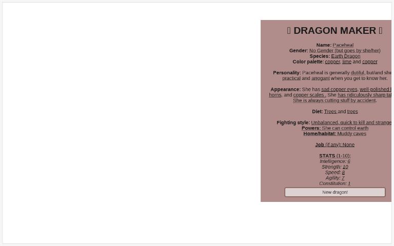 🐲 DRAGON MAKER 🐲 ― Perchance Generator