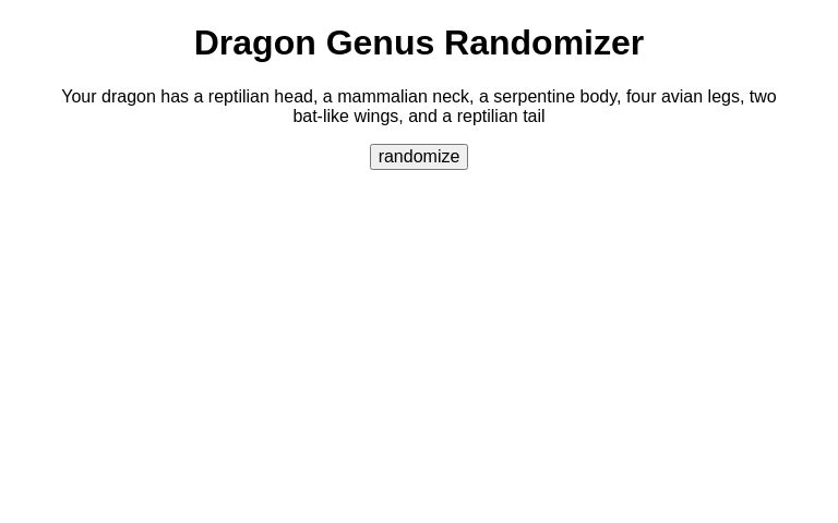 Dragon Genus Randomizer ― Perchance Generator