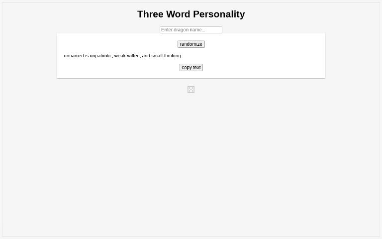 Three Word Personality ― Perchance Generator