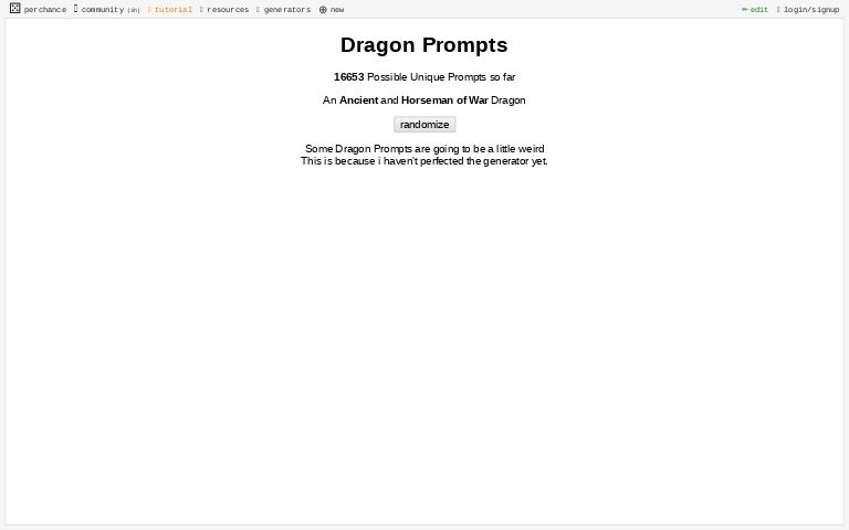 Dragon Prompts ― Perchance Generator