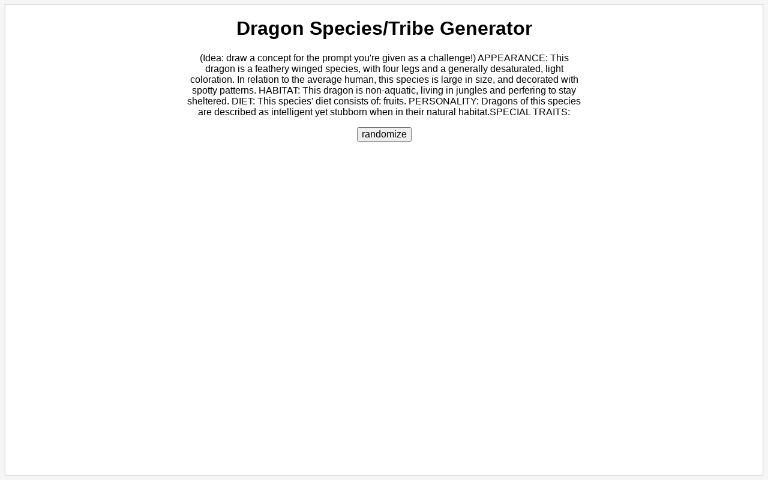 Dragon Species/Tribe Generator