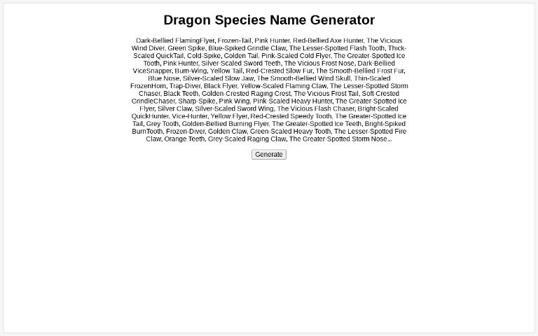 Dragon Species Name Generator