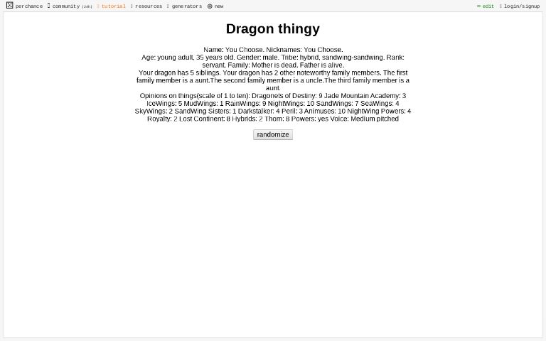 Dragon thingy ― Perchance Generator