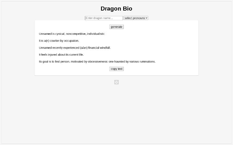 Dragon Bio ― Perchance Generator