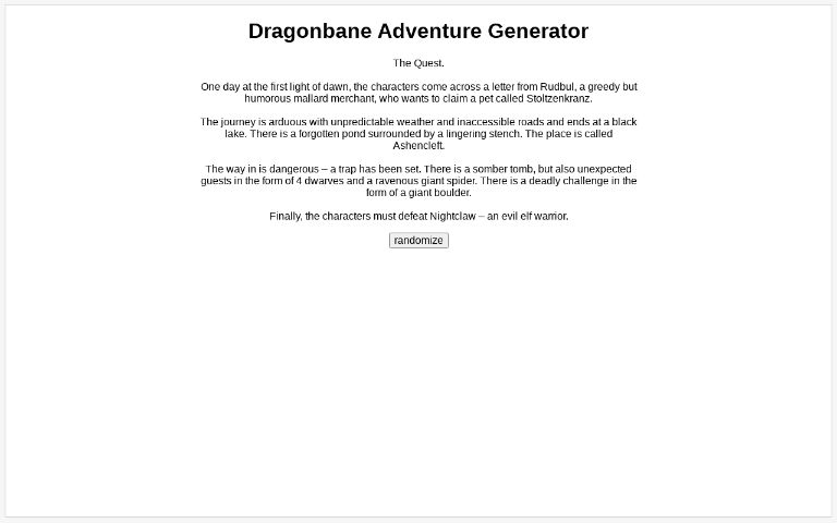 Dragonbane Adventure Generator