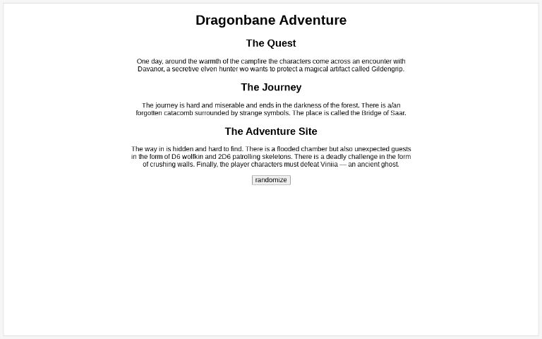 Dragonbane Adventure ― Perchance Generator