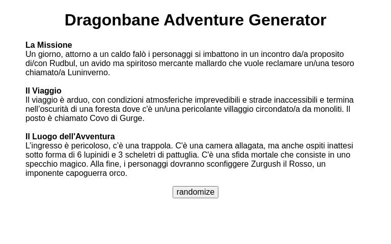 Dragonbane Adventure Generator