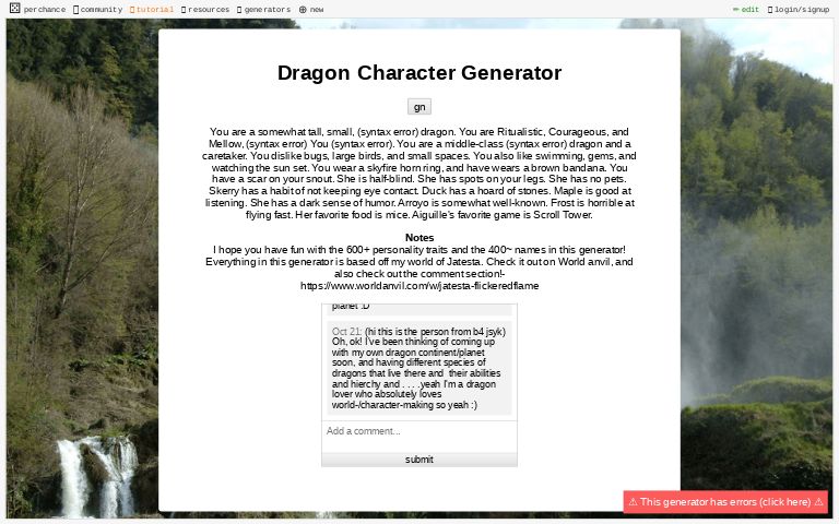 Dragon Character Generator