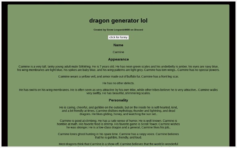 dragon generator lol ― Perchance