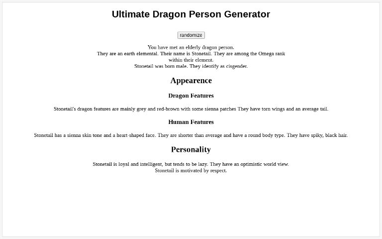 Ultimate Dragon Person Generator